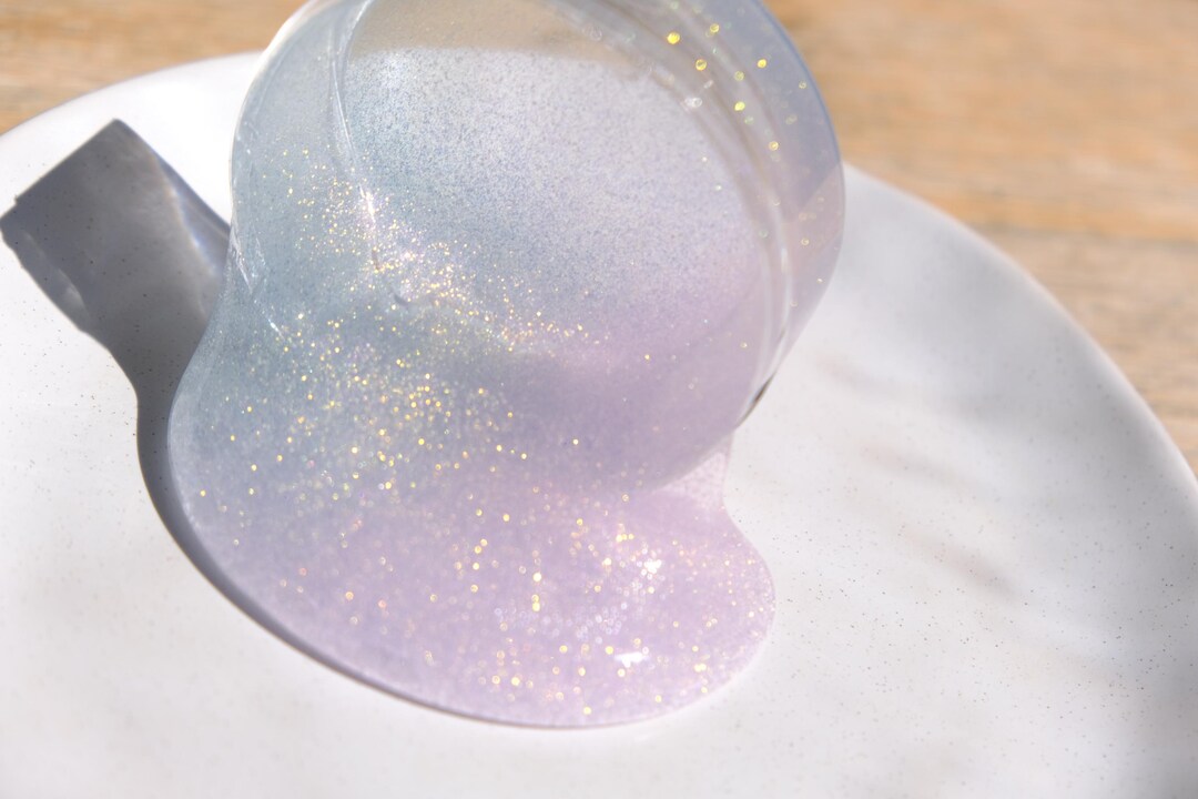 Violet Clear Slime With a Firm and Glassy Texture, Shiny Glitter, Nice ...