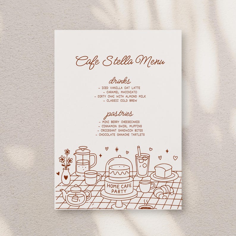 Home Cafe Birthday Party Invitation Template Coffee Matcha Cafe Themed ...