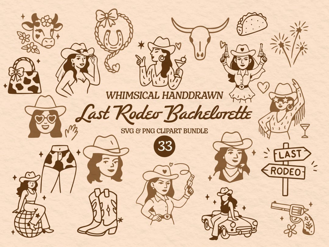 Last Rodeo Clipart Bundle Nashville Bachelorette Svg Illustration ...