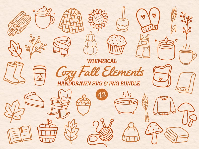 Cozy Fall Clipart Bundle Fall Desserts Svg Illustration Whimsical ...