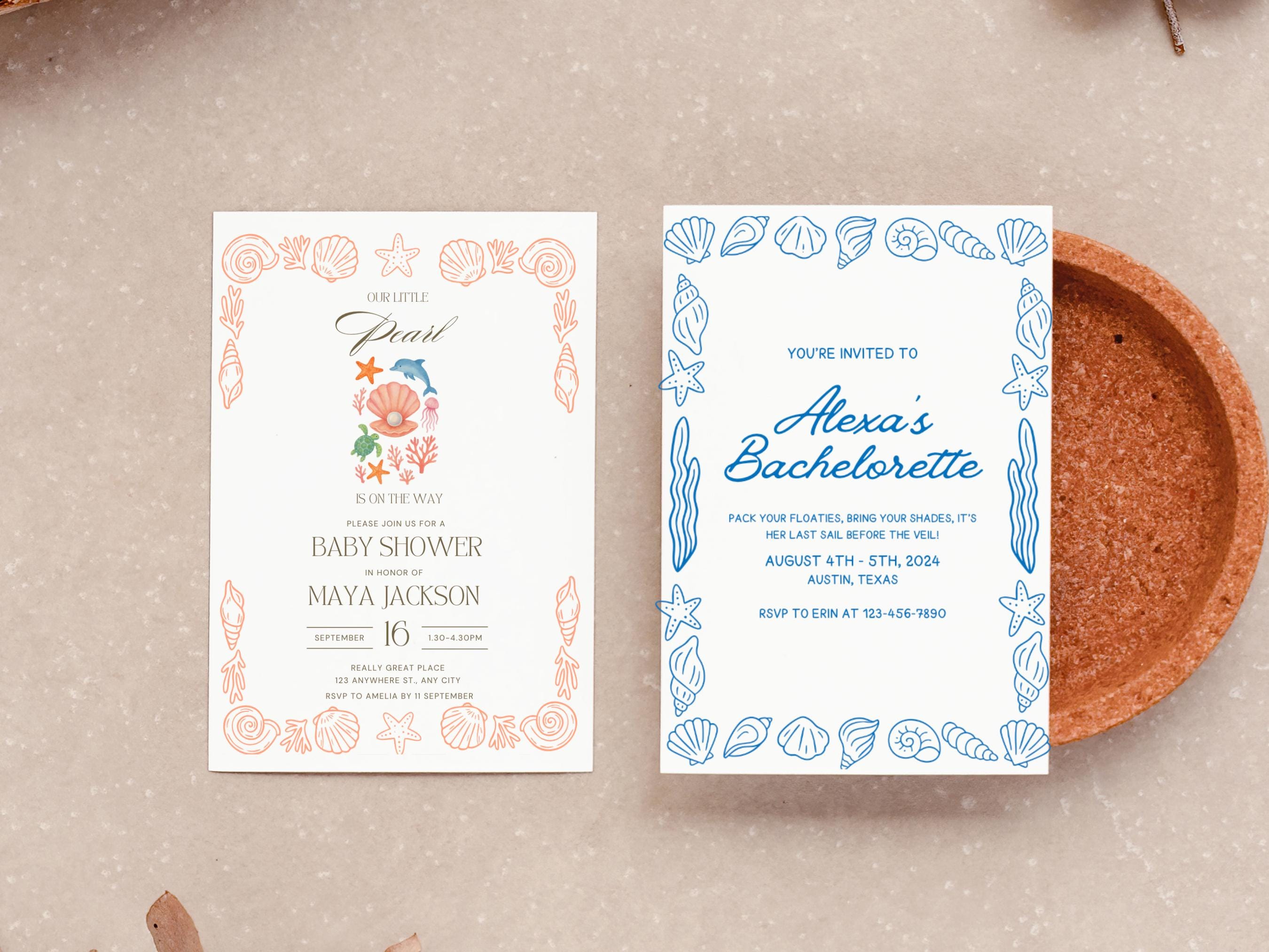 Seashell Borders Clipart Bundle, Whimsical Handdrawn Seashell SVG PNG ...