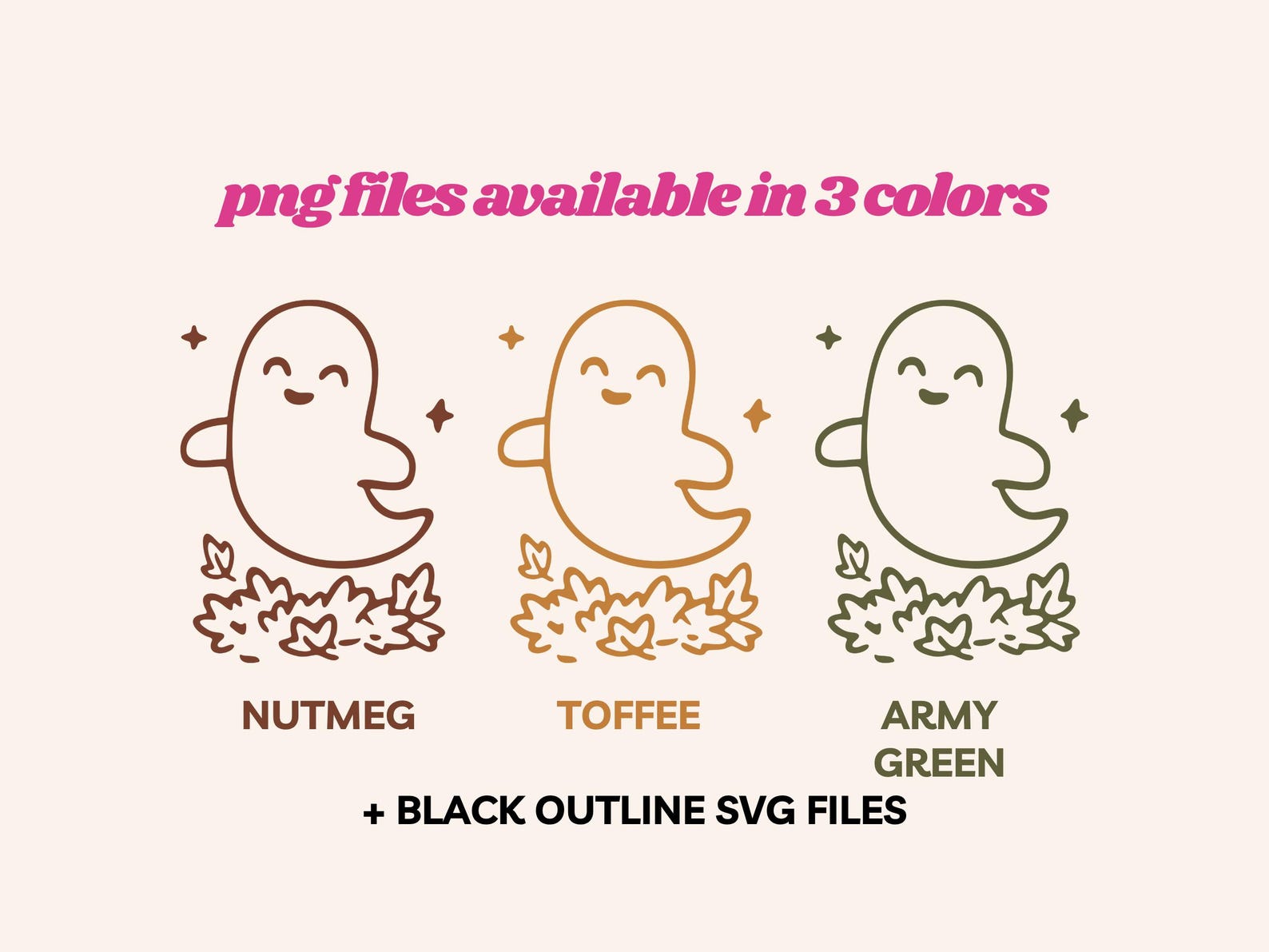 Halloween Fall Ghost Clipart Bundle Cute Ghost PNG Doodle Whimsical ...