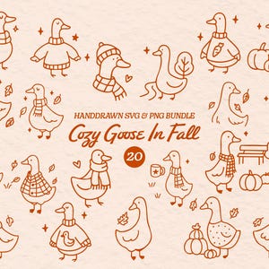 Fall Goose Clipart Bundle, Halloween Goose SVG Illustration, Whimsical ...