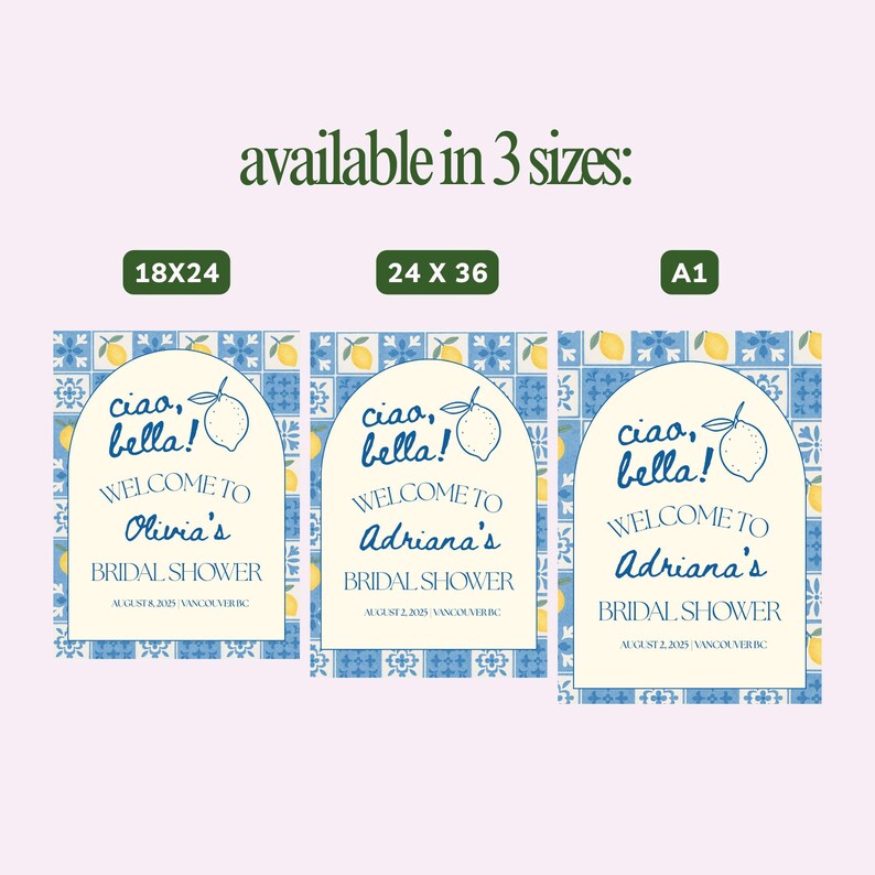 Amalfi Coast Inspired Welcome Sign Italian Summer Bridal Shower Ciao ...