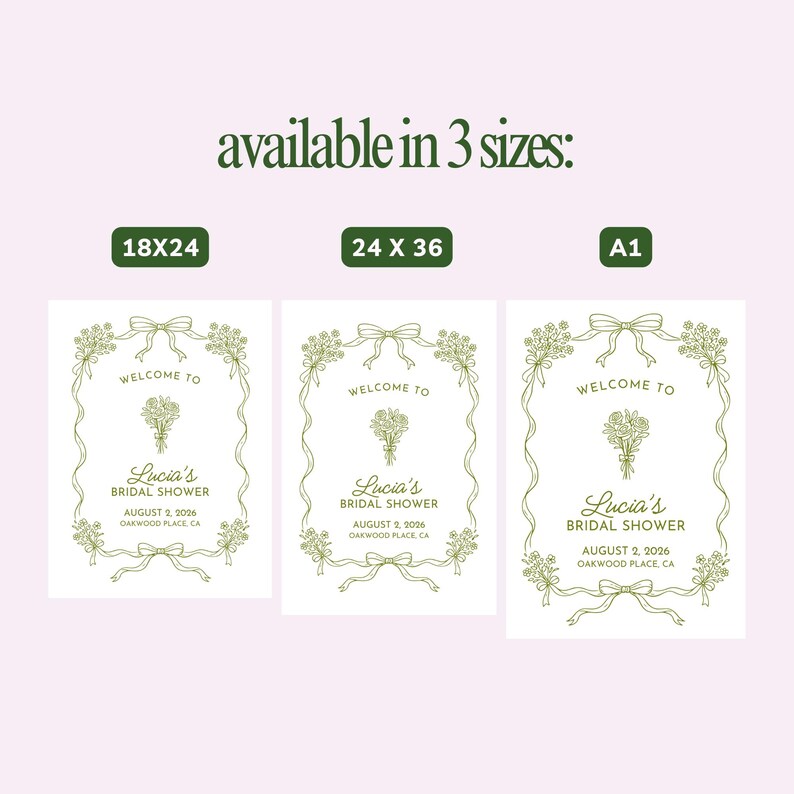 Sage Green Floral Bridal Shower Welcome Sign Editable Canva Template ...
