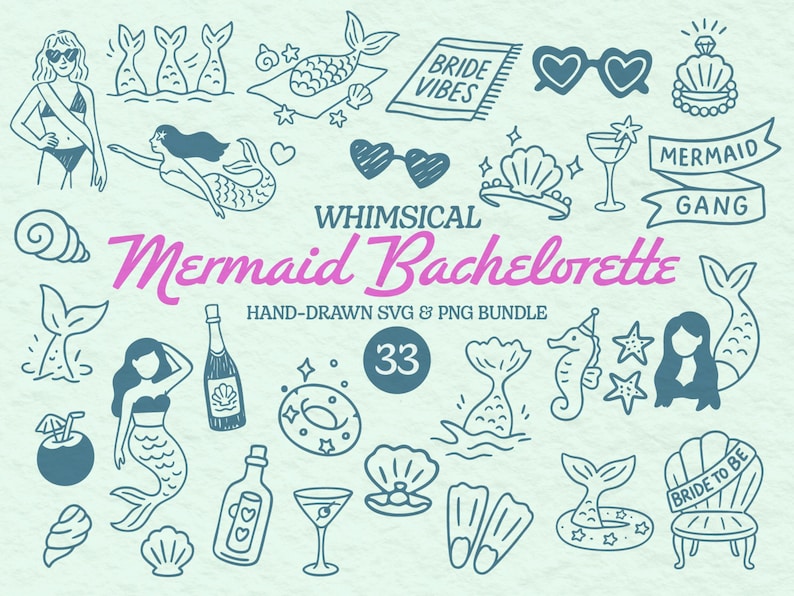 Mermaid Bachelorette Clipart Bundle Last Toast on the Coast Last Splash ...