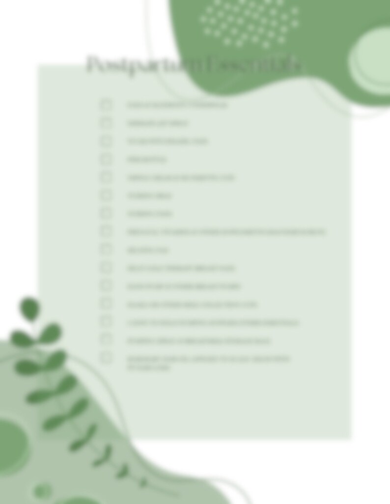 Postpartum Essentials Checklist, Digital Download - Etsy