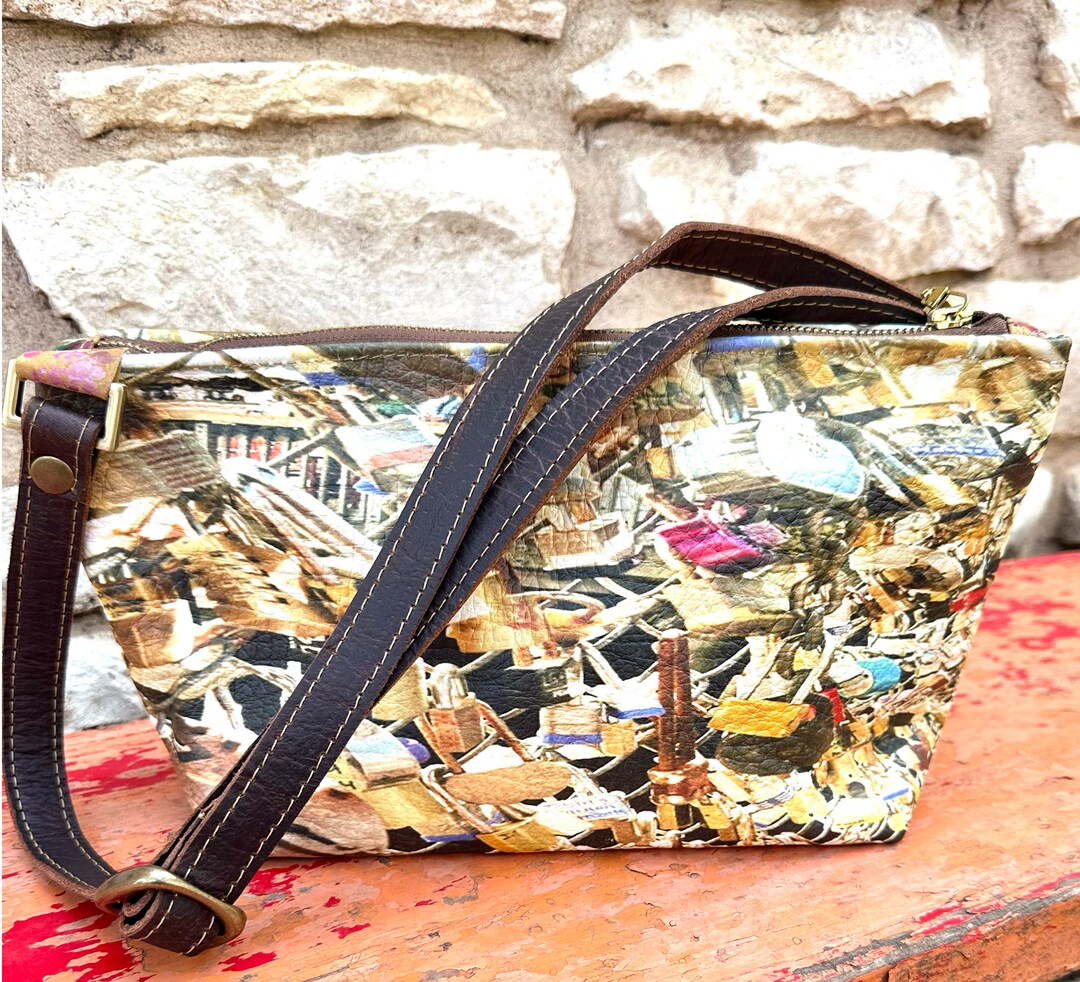 Unique Leather Handbag, Vintage Leather Shoulder Bag, One of a Kind ...