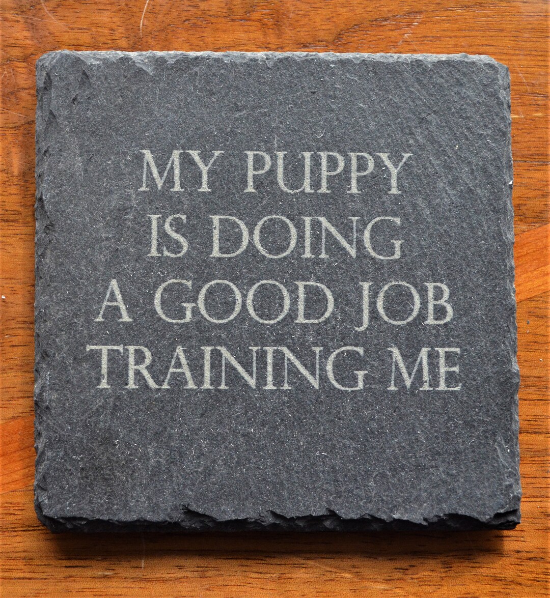 My Puppy is Doing a Good Job Training Me Slate Coaster. - Etsy