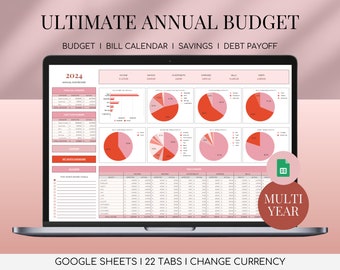 Annual Google Sheets Budgeting Spreadsheet Yearly Budget Template ...
