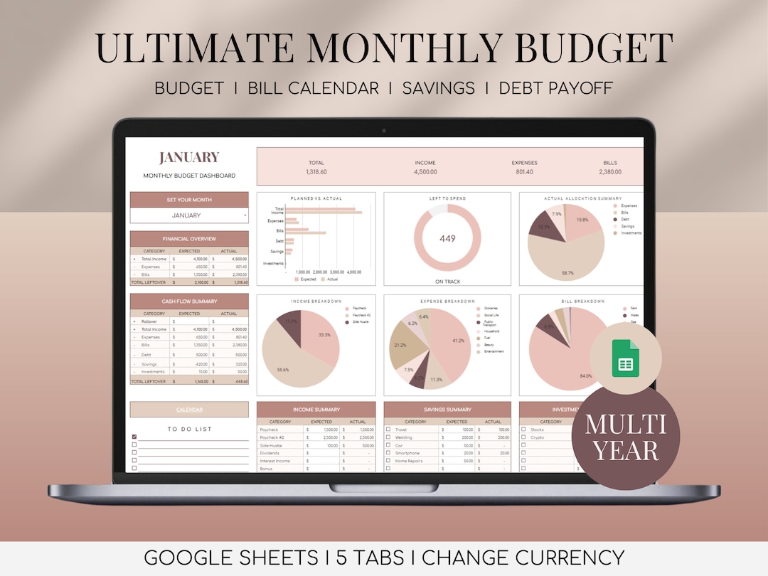 Monthly Google Sheets Budgeting Spreadsheet Budget Template Monthly ...