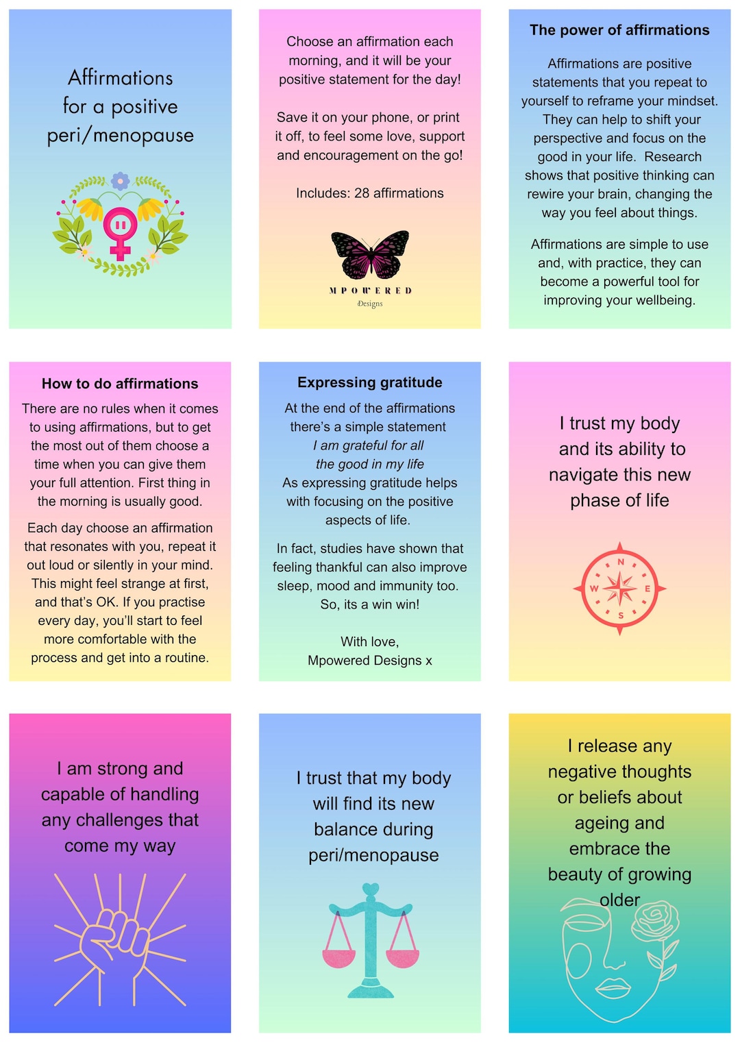 Positive Peri/menopause Affirmations Digital Download - Etsy Australia