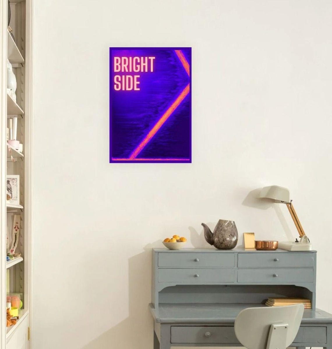 Bright Side 100% Recycled Paper Art Print medium Blue & Orange Version ...