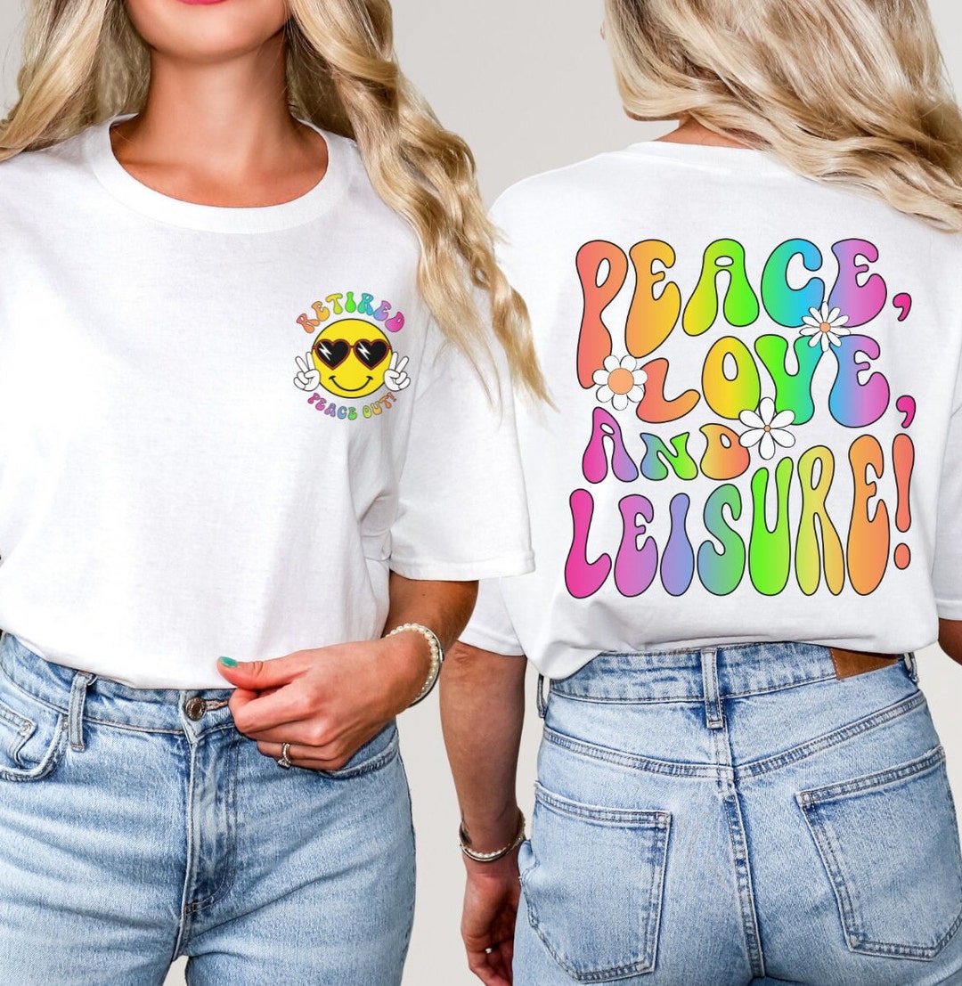 Front and Back Retired Smile Face Peace Out Retro T-shirt, Retirement ...
