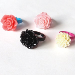 Pink Rose and Blue Base Ring, Resin Flower on Pinky Ring, Floral Gift ...
