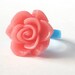 Pink Rose and Blue Base Ring, Resin Flower on Pinky Ring, Floral Gift ...