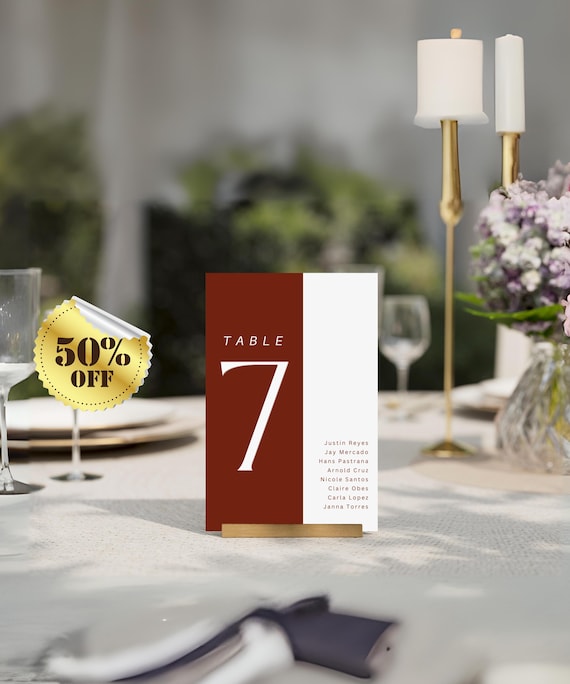 Red Printable Table Number Templates Acrylic Arch Table Number