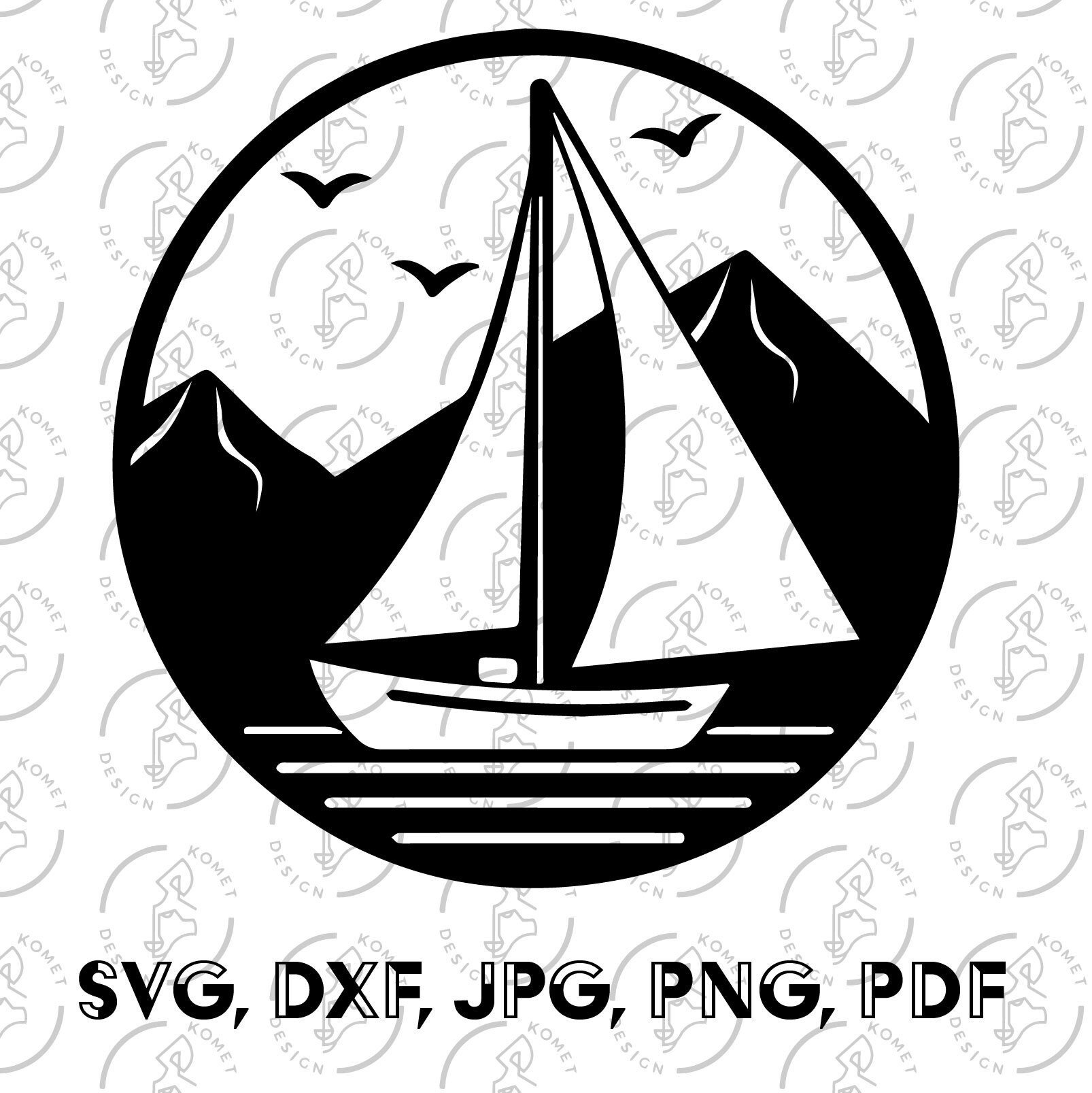 Sailboat Silhouette .svg, .dxf, Pdf, .png, .jpg Instant Digital ...