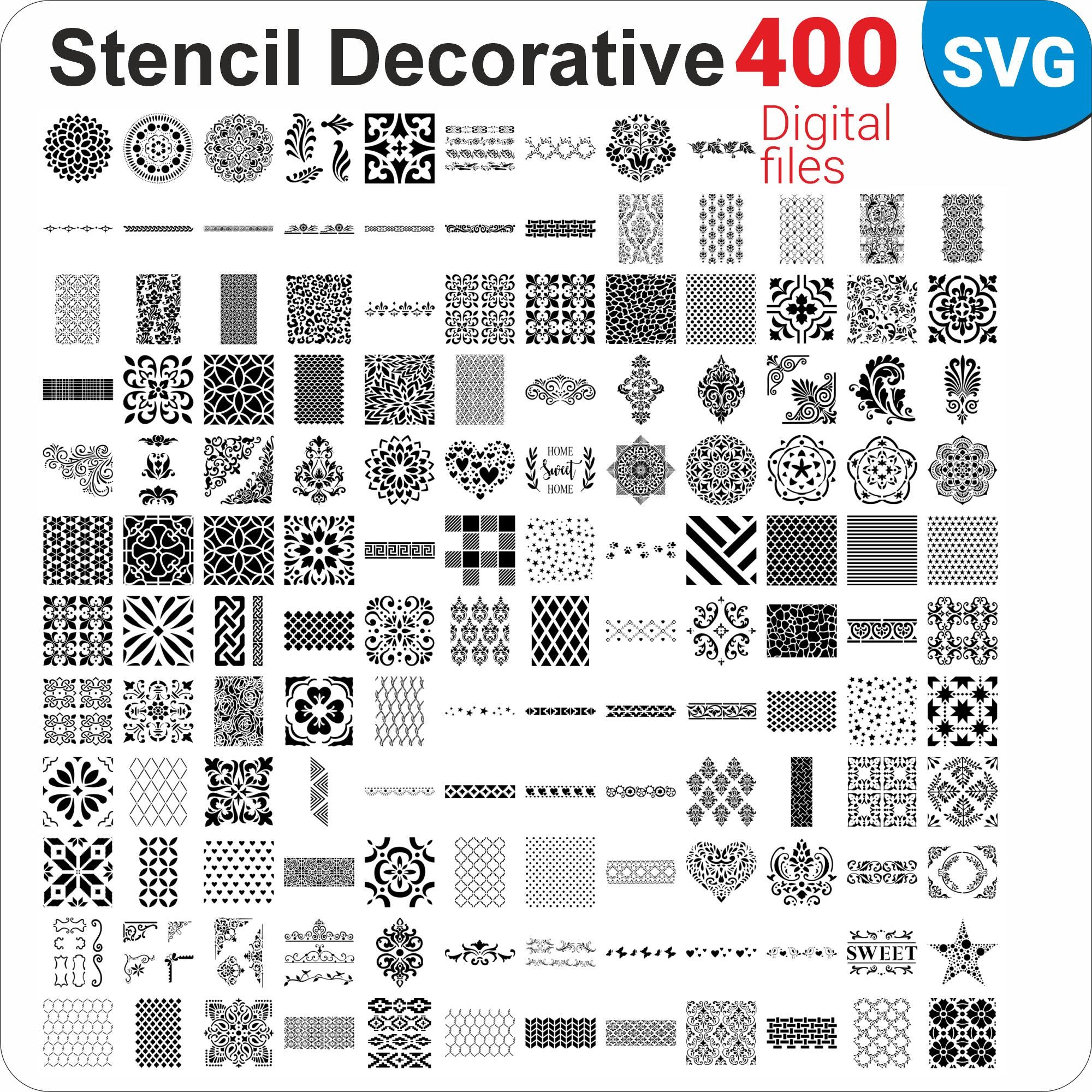 400 Decorative Stencil SVG Bundle, Laser Cut Files, Cricut Patterns ...