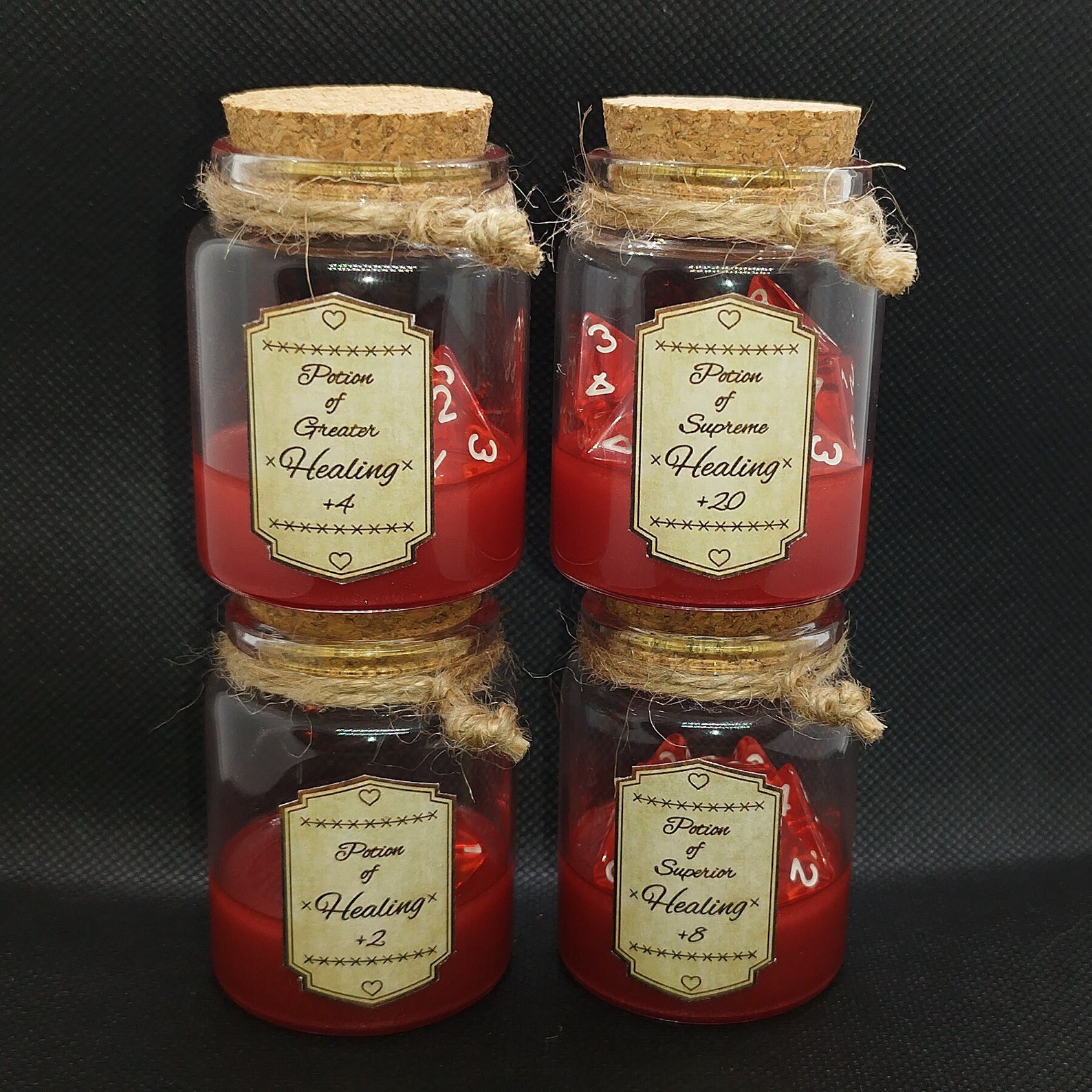Dnd Health Potion Bottles I Red D4 Dice I Dnd Healing Potions I Glass ...