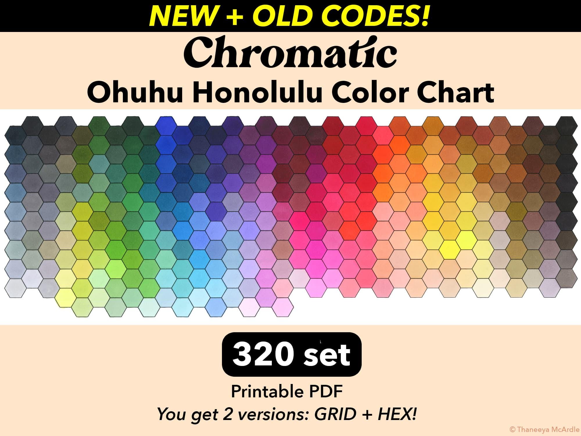 Ohuhu Honolulu Marker Color Chart: 320 Swatches, NEW + OLD Codes ...
