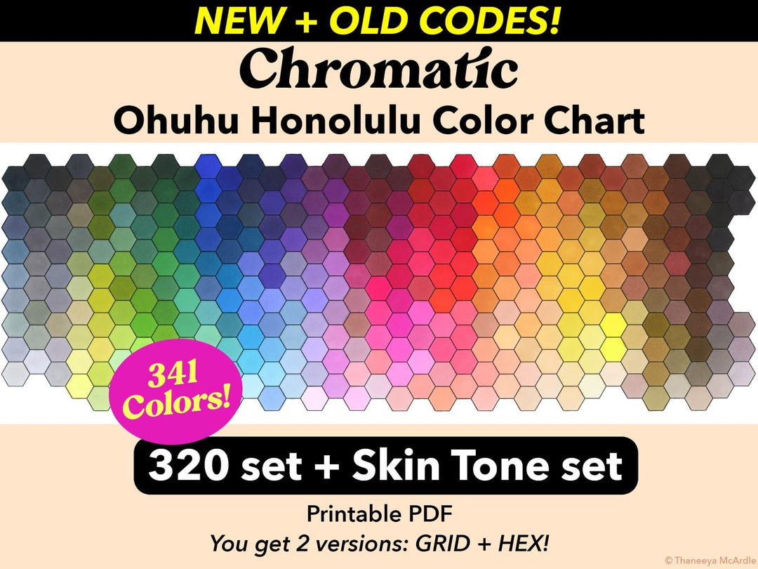 Ohuhu Color Chart • 341 Colors • NEW + OLD Color Codes • Printable ...