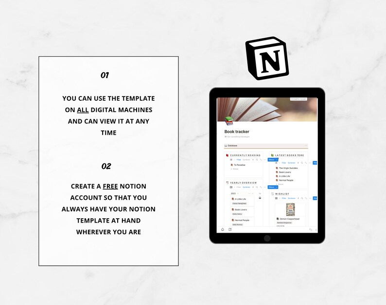 Book Tracker Notion | Reading Journal Notion Template | Digital Reading ...