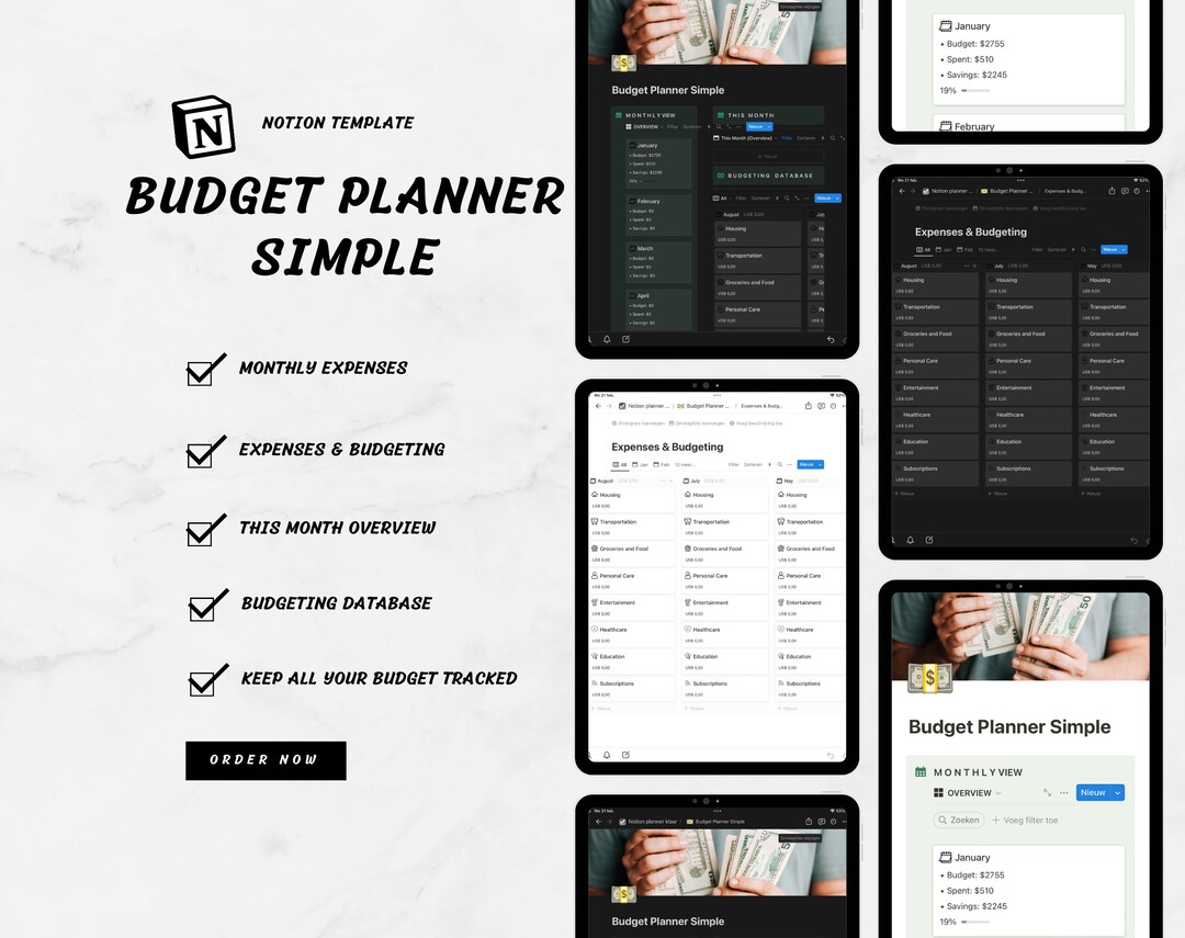 Notion Budget Planner Template | Digital Finance Tracker | Monthly ...