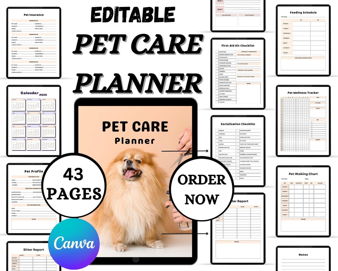 Pet Care Organizer Bundle | Digital Download for Efficient Health ...