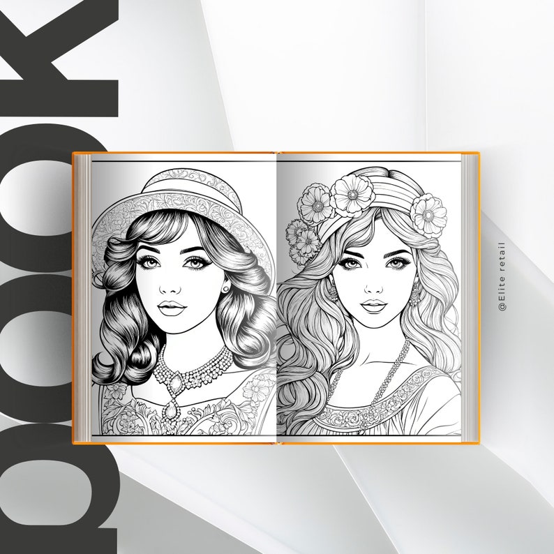 Vintage Chic Coloring Book Adventure for Stylish Retro Girls - 30 Pages ...