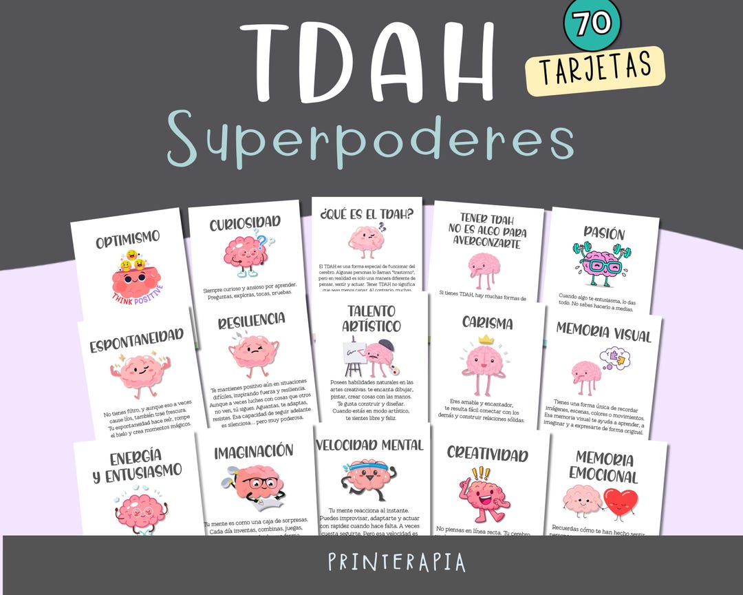 70 Printable ADHD Superpower Cards | Self-esteem and Emotional Skills ...