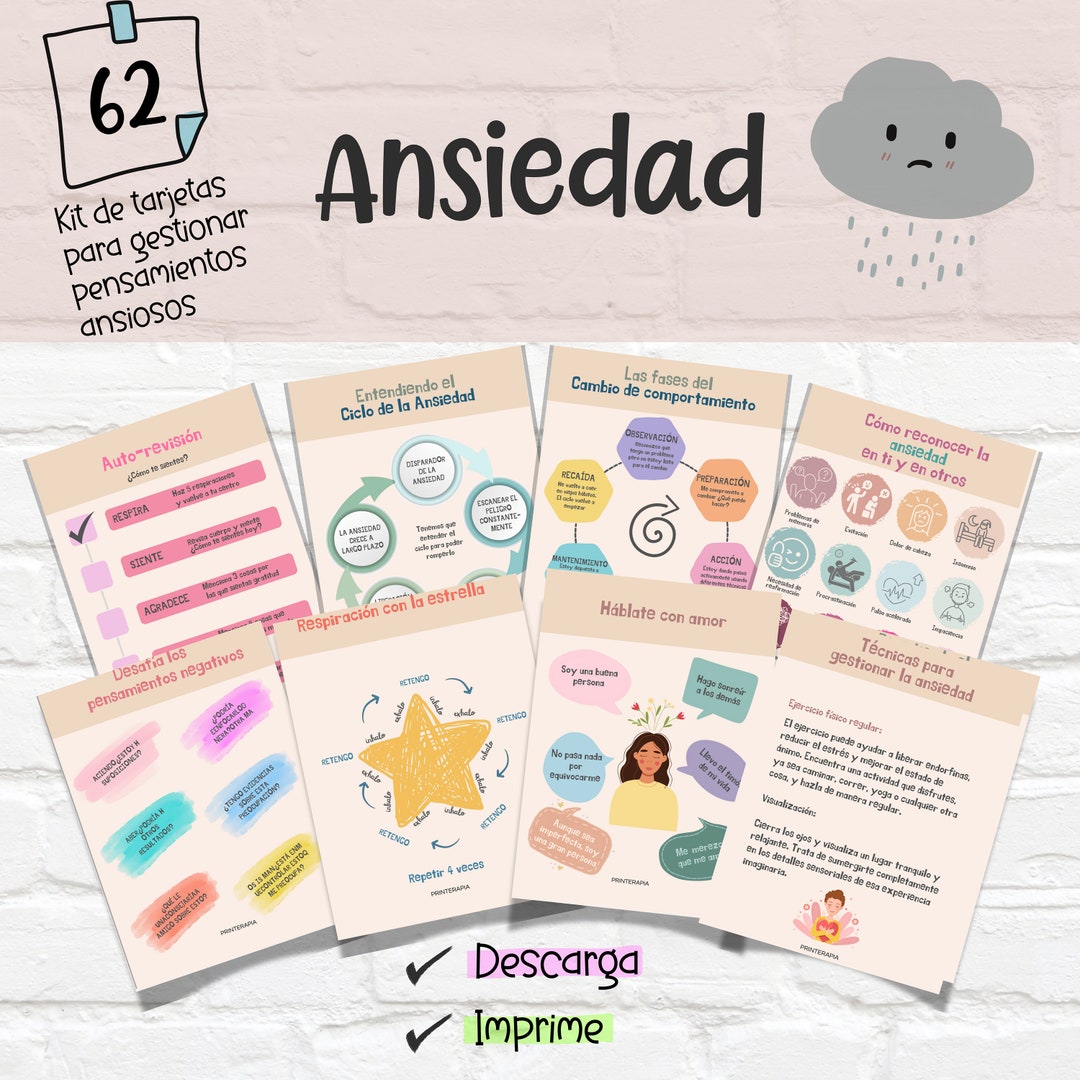 Tarjetas para gestionar la ansiedad, recursos terapéuticos, habilidades ...