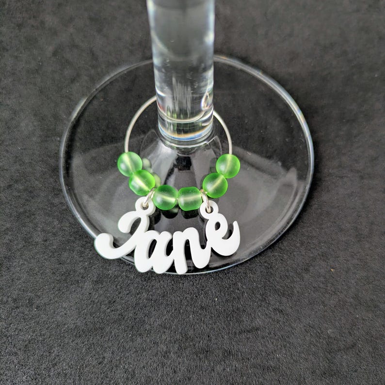 Personalised Name Wine Glass Tags: White Laser Cut Perspex Drink ...