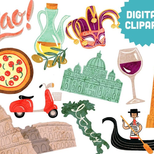 Watercolor Italy Clipart - Etsy