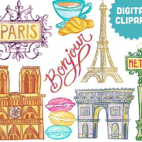 PARIS Digital Clipart Instant Download Illustration France - Etsy Canada