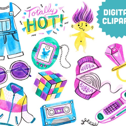 90s Clipart Nineties Retro Digtial Art Instant Download | Etsy