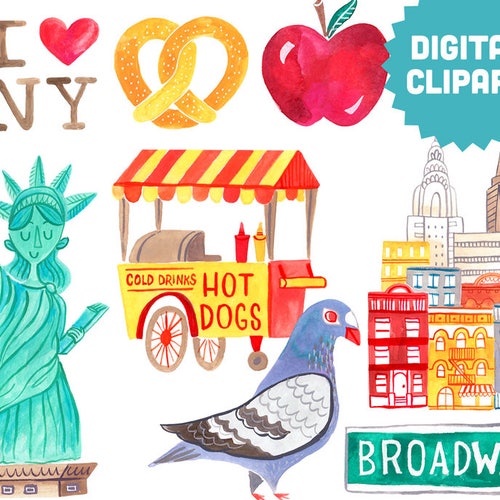 NEW YORK Clipart Manhattan & Brooklyn Illustrations NYC | Etsy