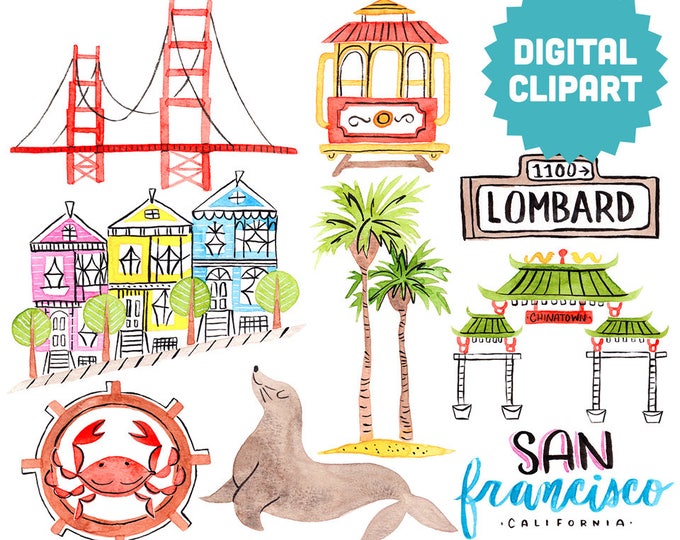 SAN FRANCISCO Digital Clipart Instant Download Illustration Clip Art ...