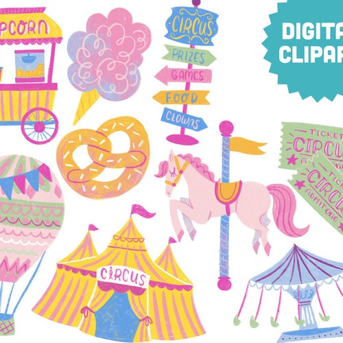 Circus Clipart Set. Cute Illustrations of Circus Animals - Etsy Israel