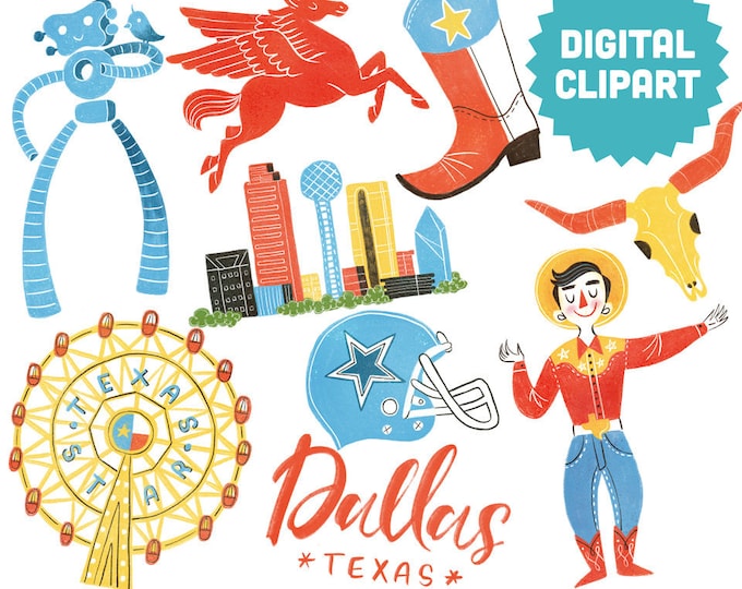 DALLAS Digital Clipart Instant Download Illustration Travel City ...