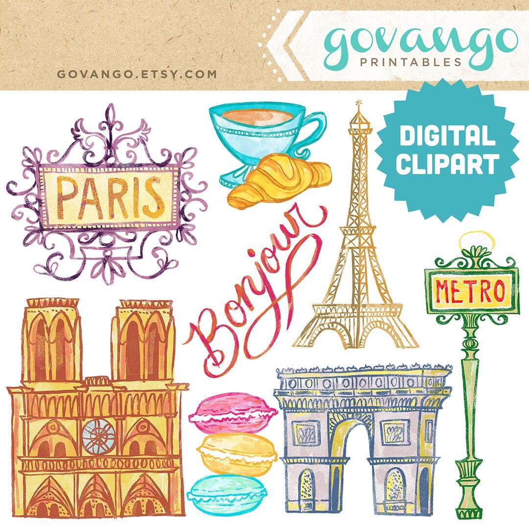 PARIS Digital Clipart Instant Download Illustration France Travel ...