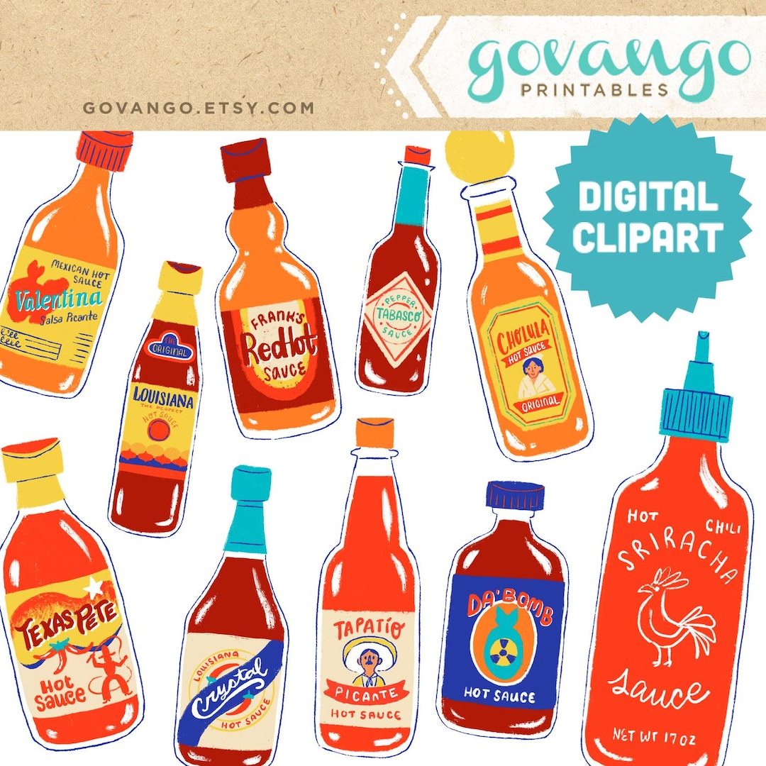 HOT SAUCE Digital Clipart Bundle – Spicy Sauce Bottle Pngs Jpgs ...