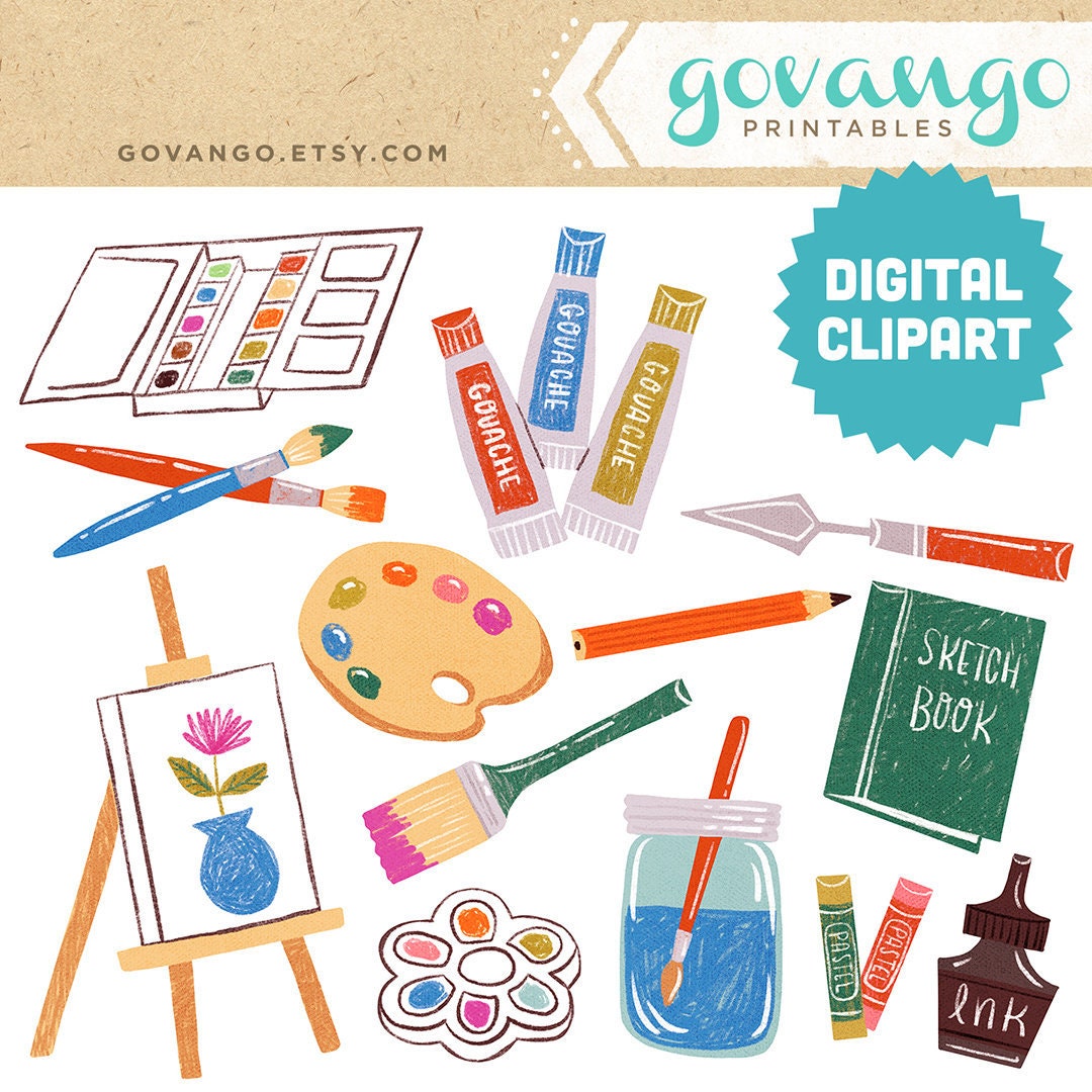 ART SUPPLIES Digital Clipart Instant Download Illustration - Etsy