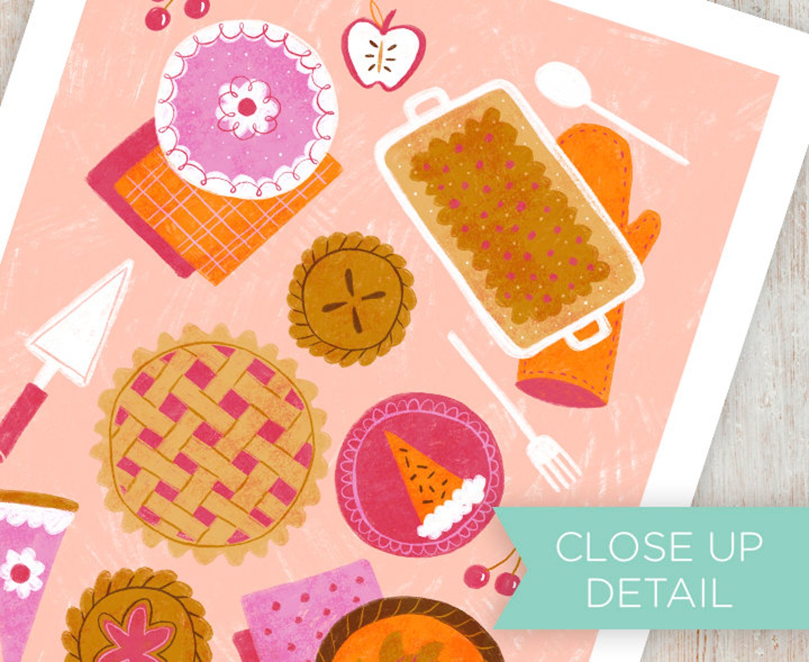 PIE PARTY Printable Art Print Poster Illustration Wall Decor Digital ...