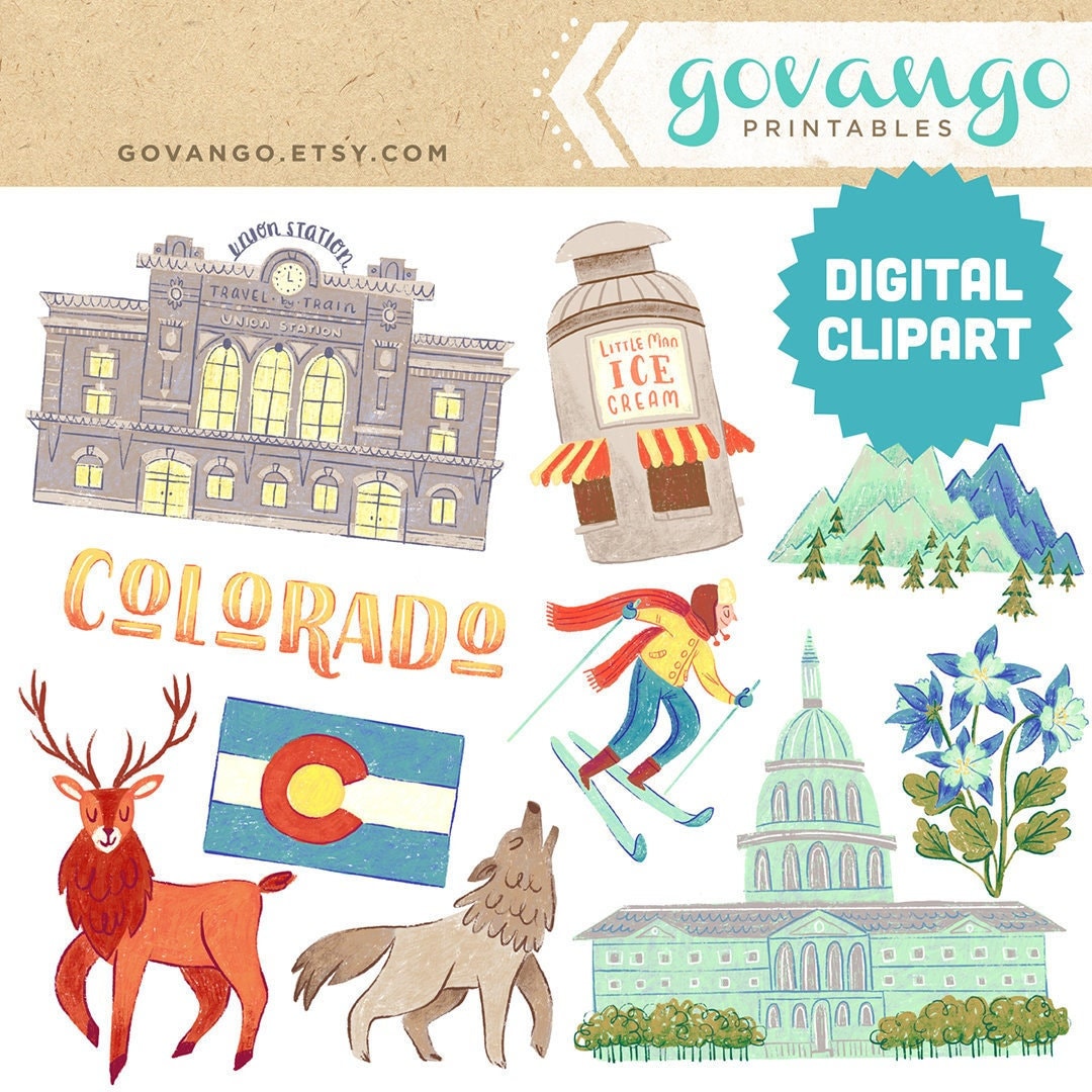 DENVER Colorado Digital Clipart Instant Download Illustration Clip Art ...