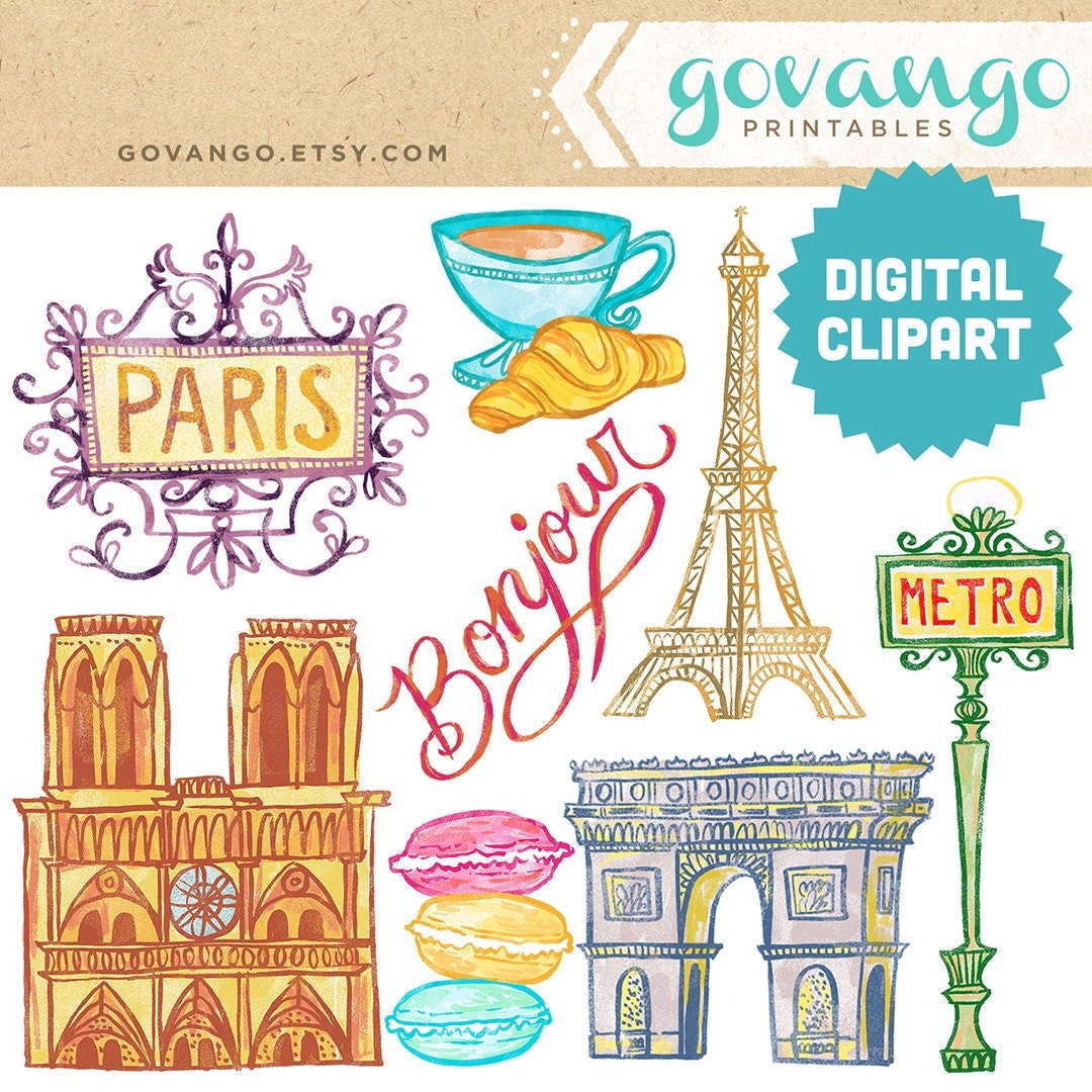 PARIS Digital Clipart Instant Download Illustration France Travel ...