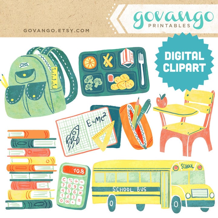 BACK to SCHOOL Digital Clipart Instant Download Illustration - Etsy