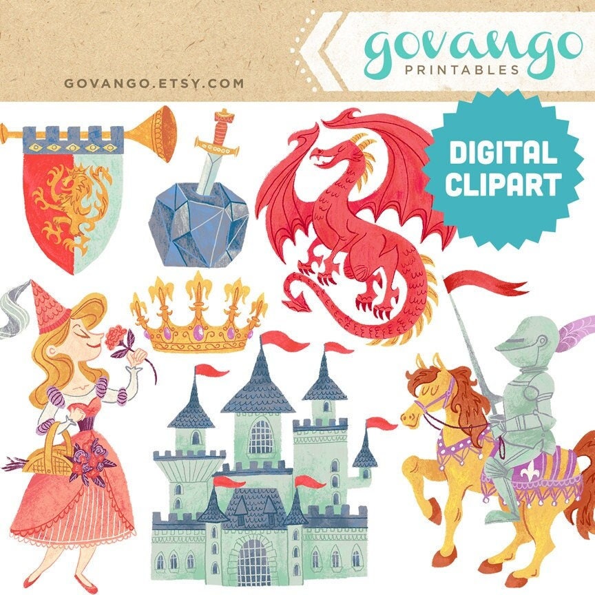 MEDIEVAL TIMES Digital Clipart Instant Download Illustration Princess ...