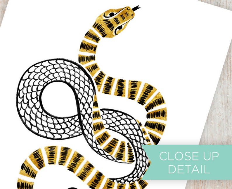 GOLD SNAKE Printable Art Print Poster Illustration Wall Art Decor ...