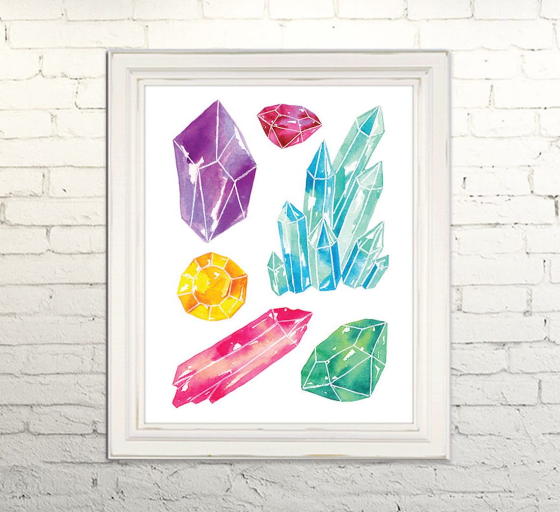 GEMS Printable Art Print Poster Watercolor Illustration Wall - Etsy